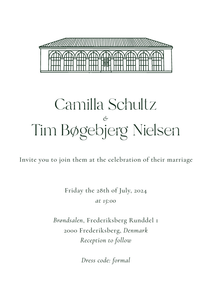 Brøndsalen bryllupsinvitation
