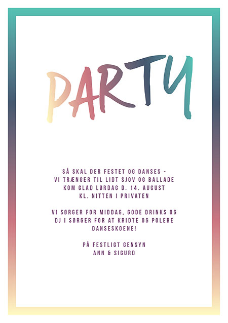 Rainbow Party Festinvitation